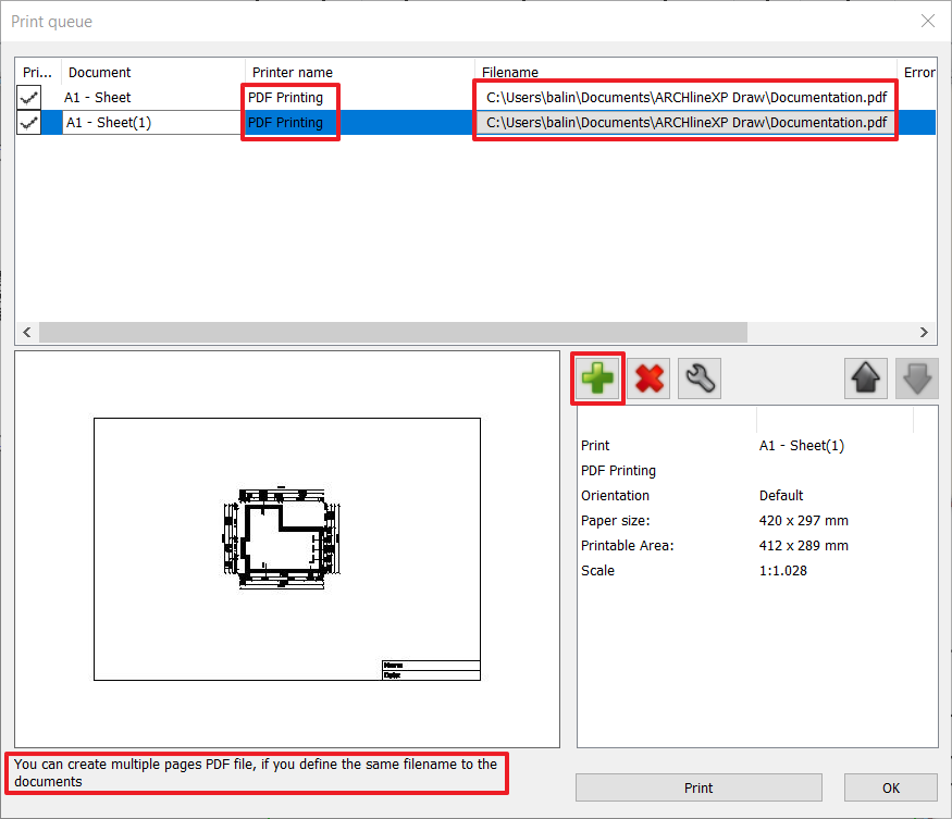 Print plot layouts in a multi-page PDF – ARCHLine.XP